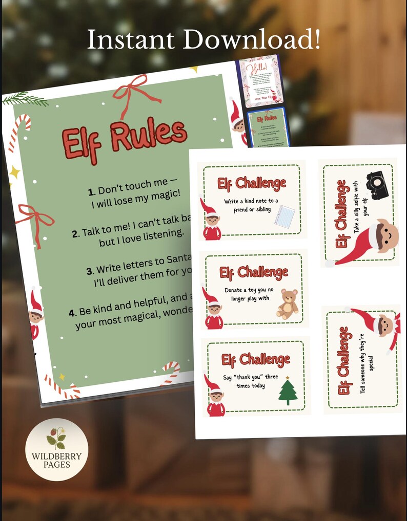Elf on the Shelf Printable Kit | Daily Challenge Cards, Letters ...