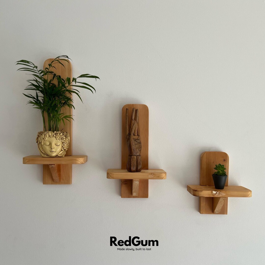 Solid Timber Wall Ledge Trio – Minimal Vertical Display Shelves - Etsy