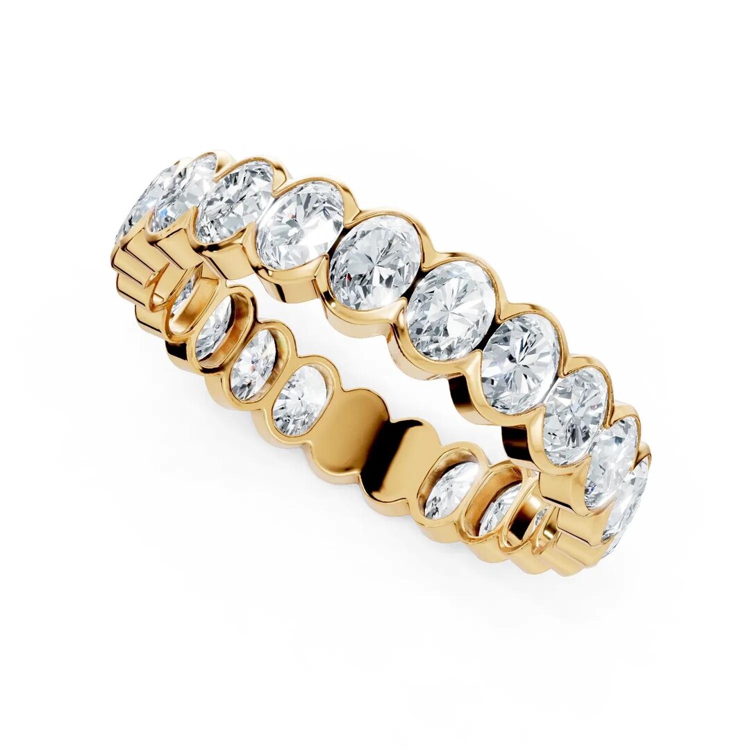 Goldnorth-south Oval Cut Half Bezel Eternity Ring - Etsy