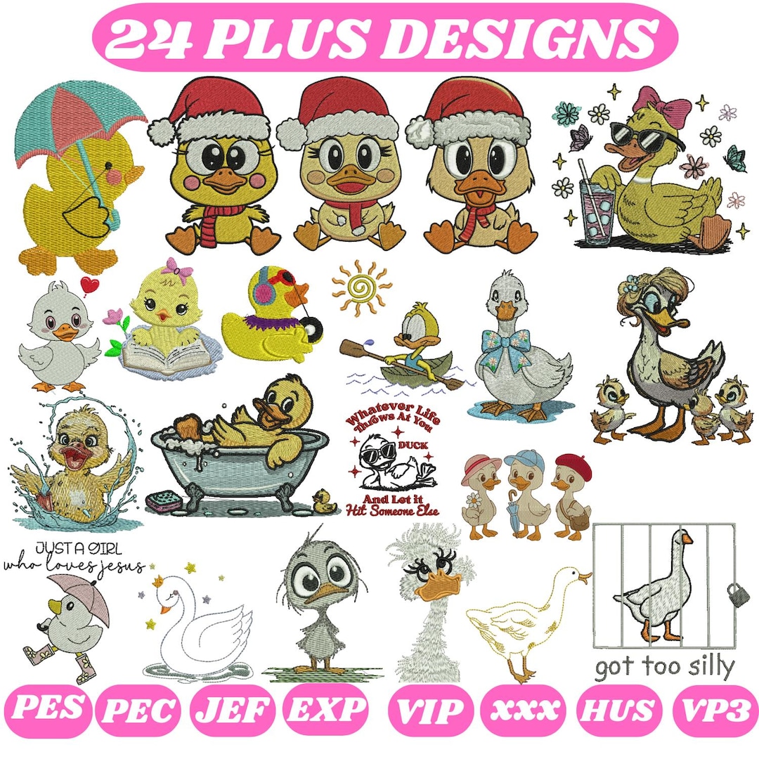 Duck Embroidery Design Bundle Mallard Duck Design Funny Duck Embroidery ...
