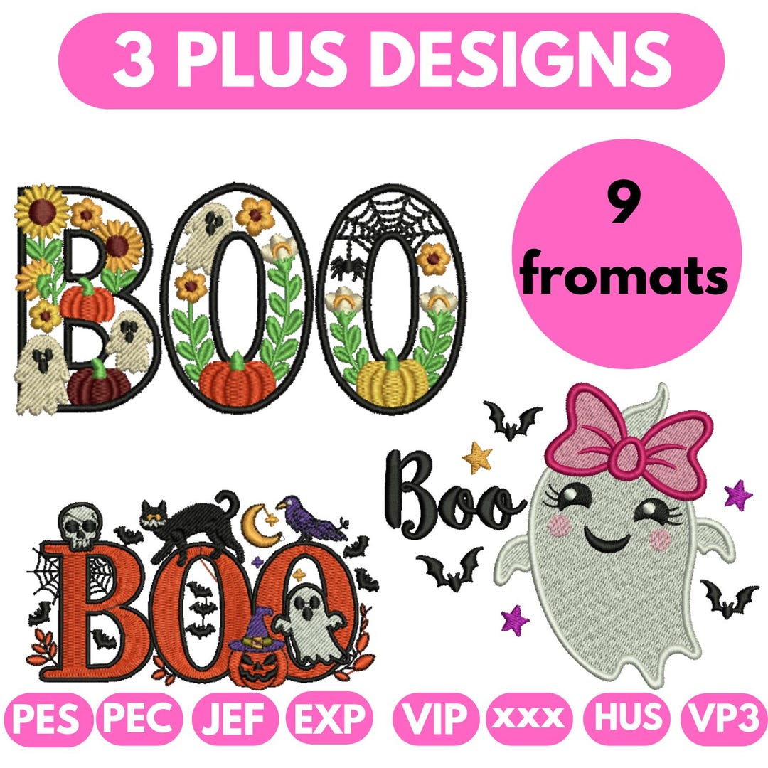 Halloween Floral Boo Embroidery Design Bundle Floral Boo Letter ...