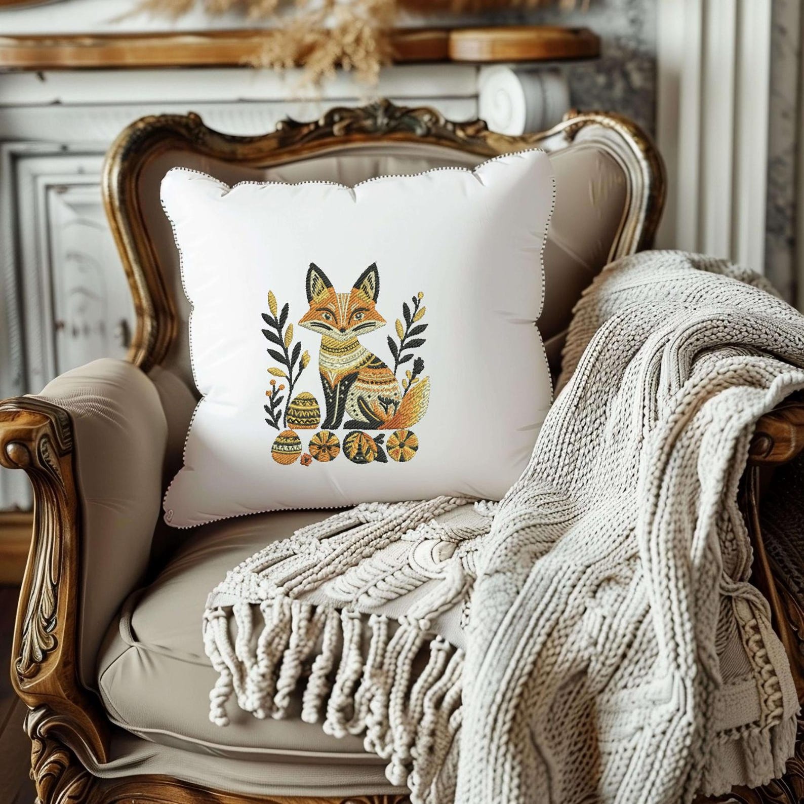 Floral Fox Embroidery Machine Design Bundle Cute Fox Embroidery Design ...