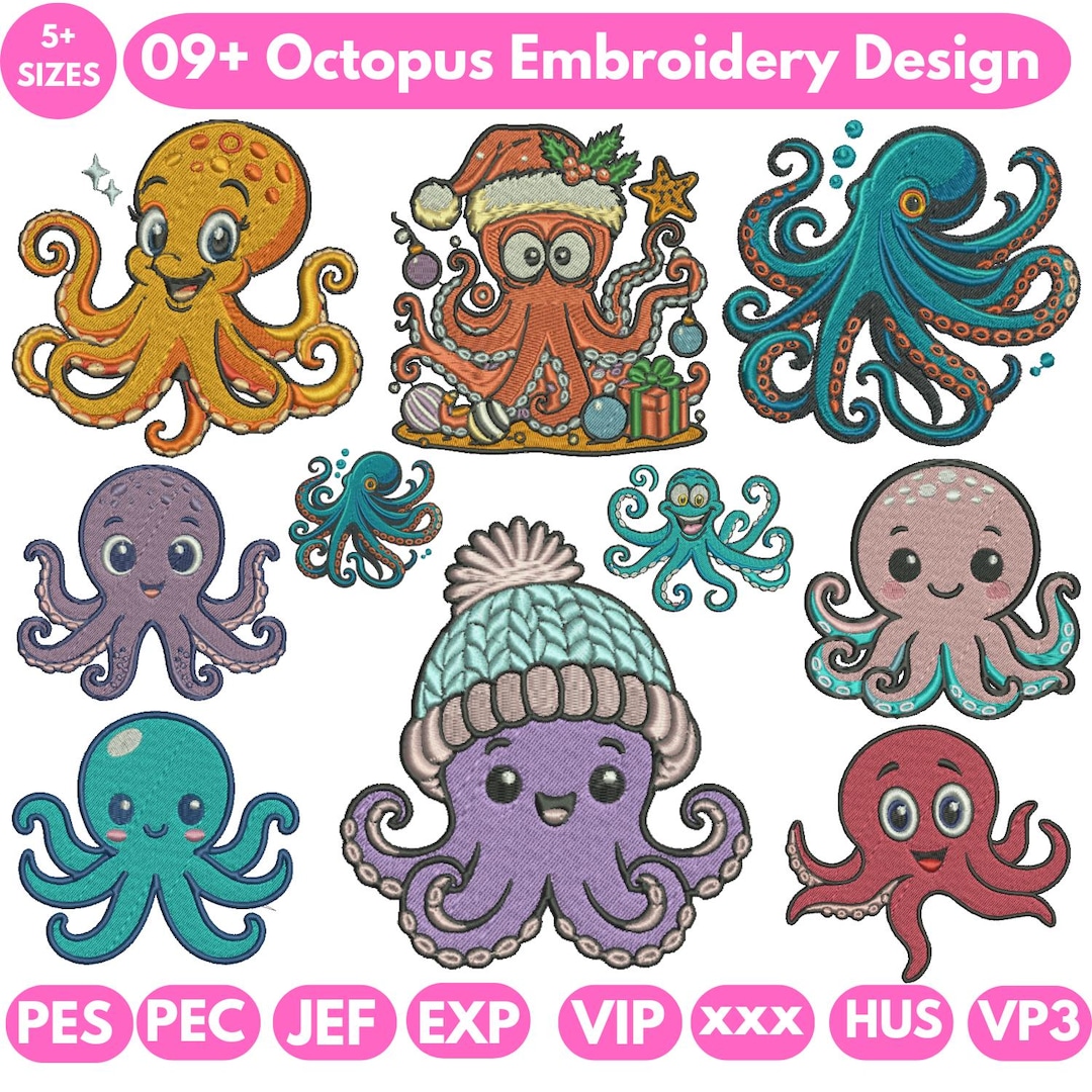 Octopus Machine Embroidery Designs Ocean Animals Embroidery Sea Life ...