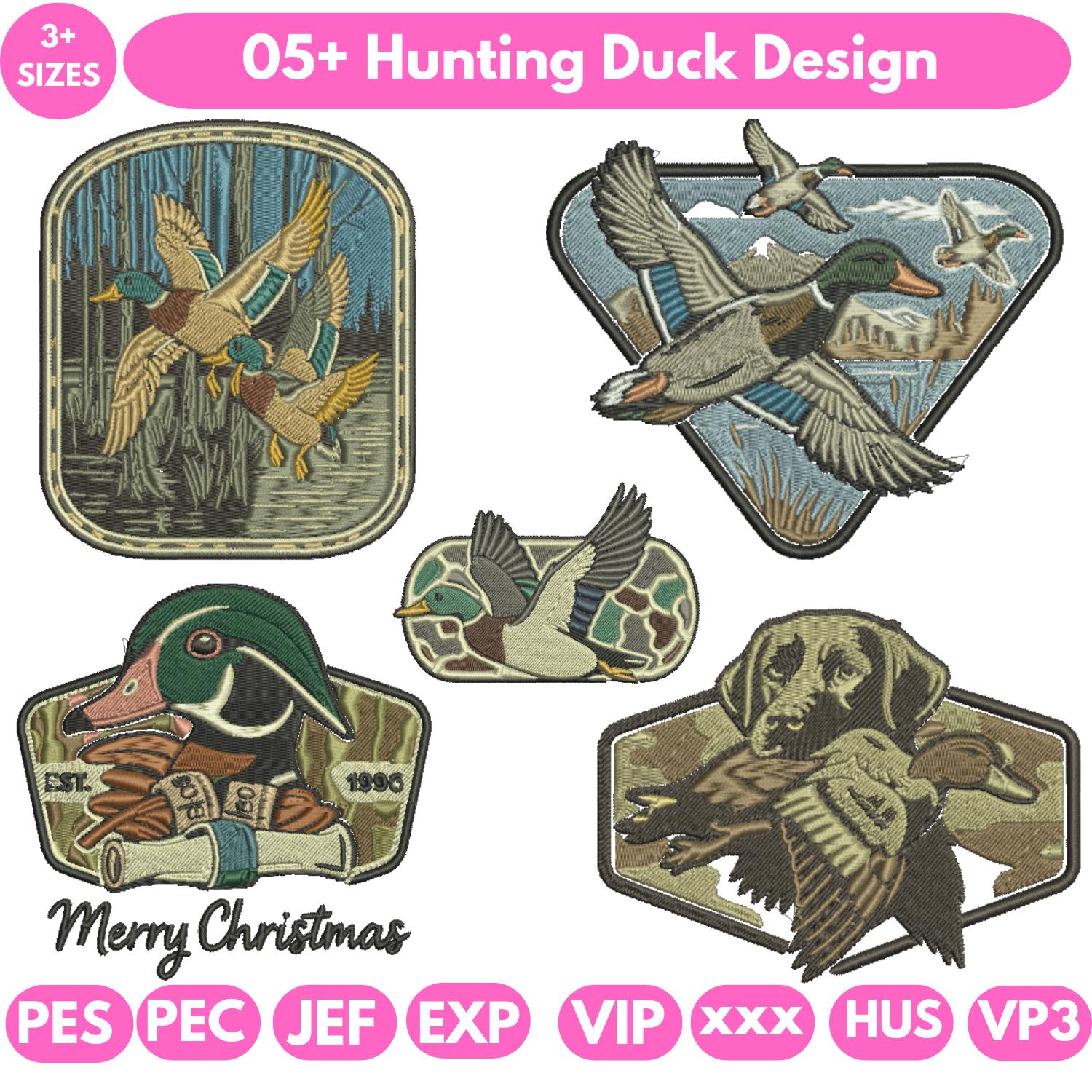 Retro Flying Mallard Duck Hunting Machine Embroidery Design Flying Duck ...