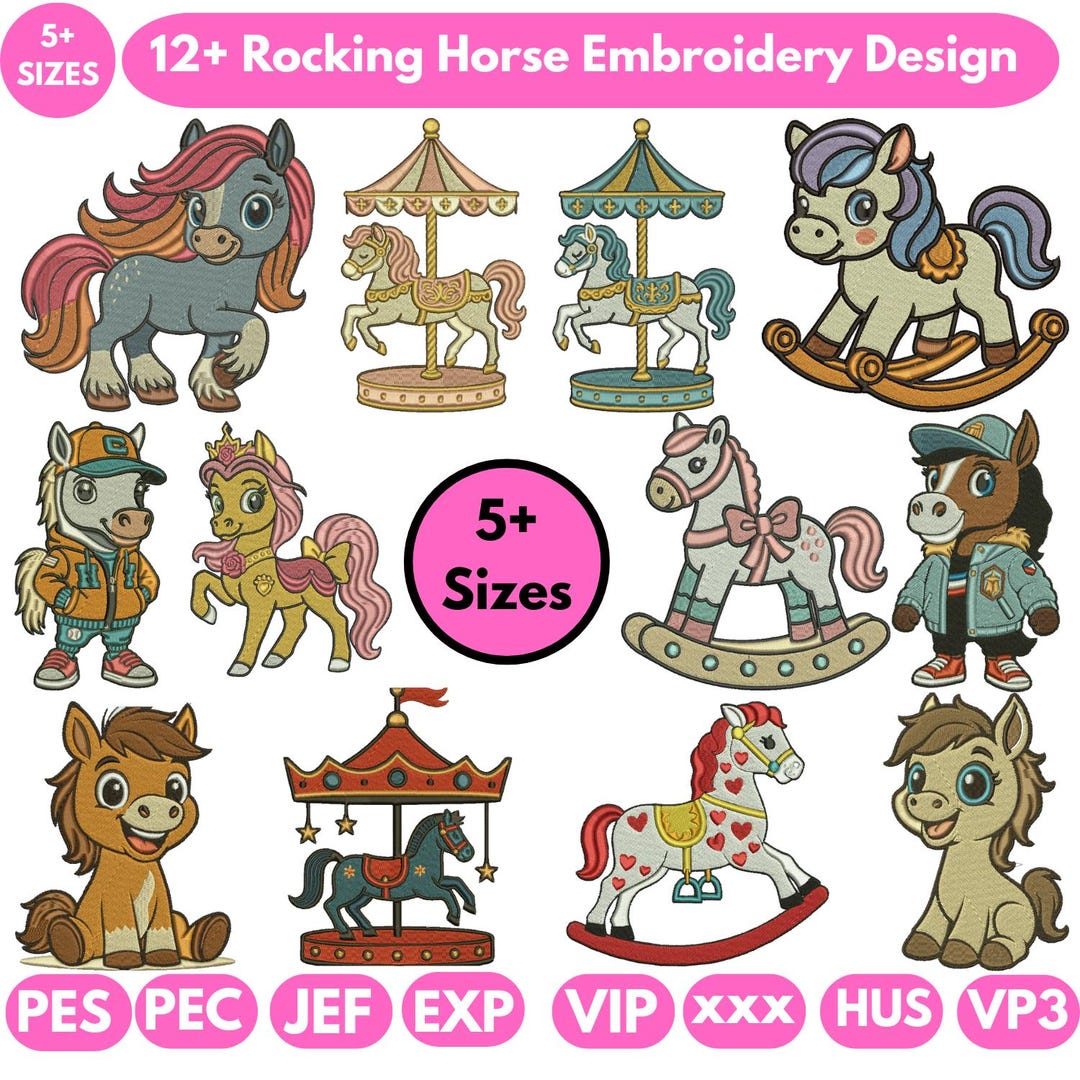 Rocking Horse Machine Embroidery Designs Mini Rocking Horse Pes Hobby ...