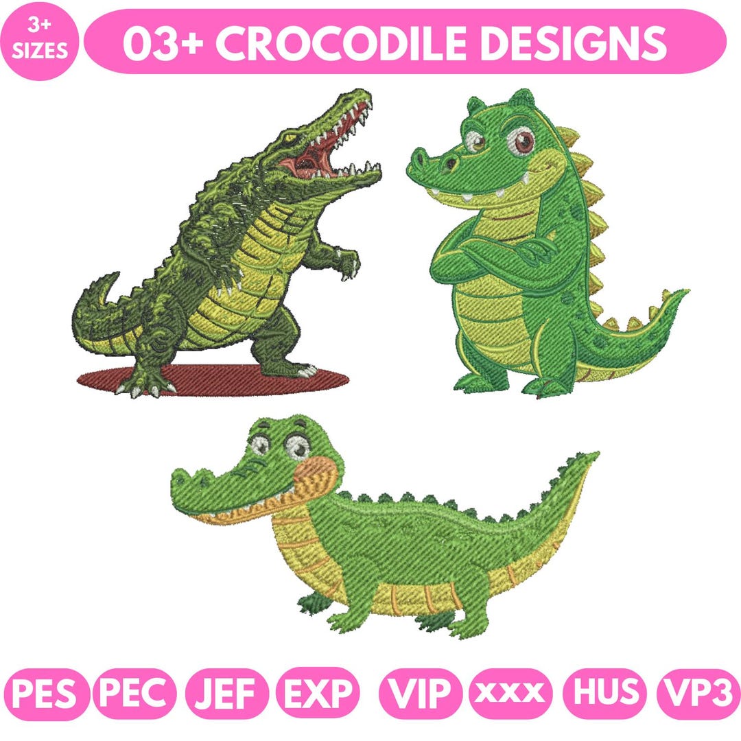 Cute Alligator Machine Embroidery Design Mini Gator Embroidery Designs ...