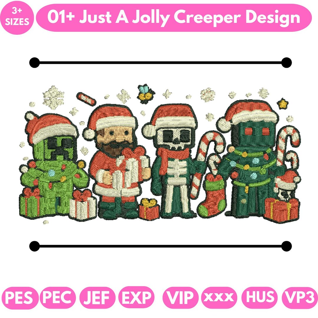 Just A Jolly Creeper Machine Embroidery Design Christmas Creeper ...
