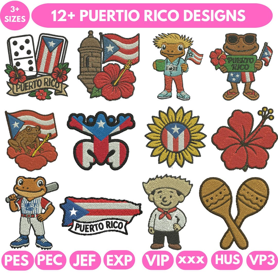 Puerto Rico Flag Machine Embroidery Designs Puerto Rico Embroidery ...
