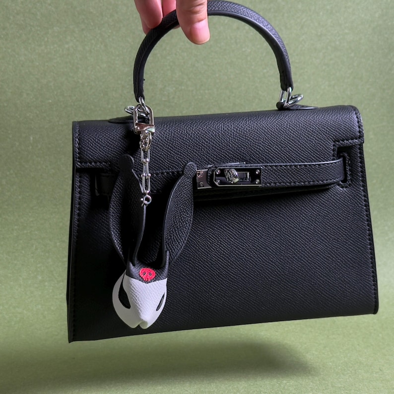 Leather Bunny Bag Charm Keychain, Handmade Rabbit Purse Charm in ...