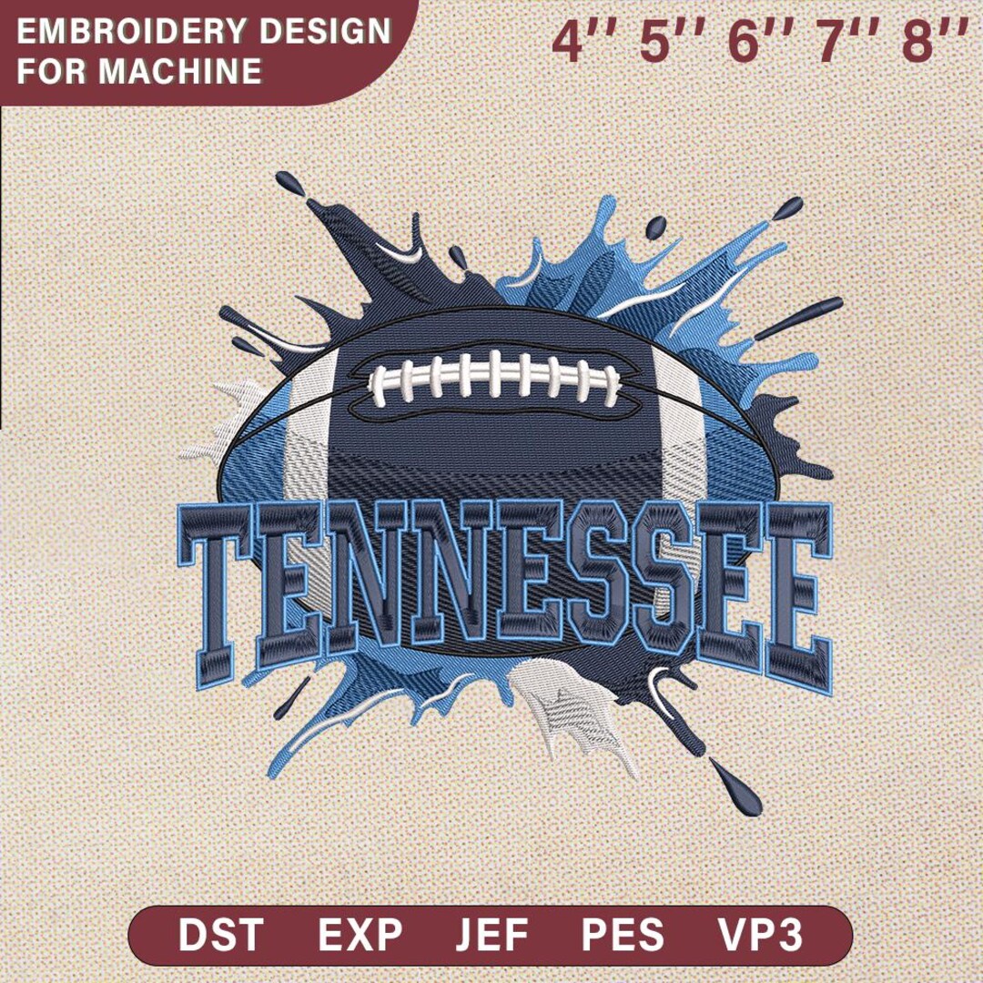 Tennessee Football Splat Embroidery Design, Sports Paint Splash Machine ...