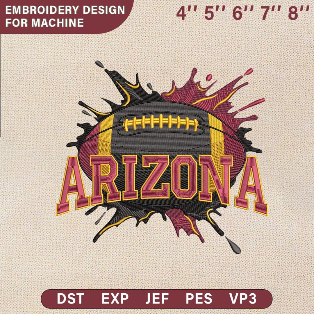 Arizona Football Splat Embroidery Design, Sports Paint Splash Machine ...