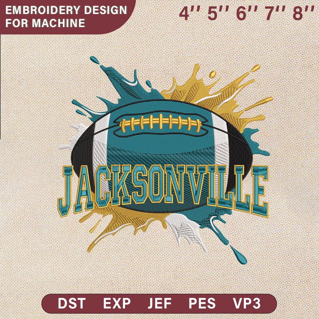 Jacksonville Football Splat Embroidery Design, Sports Paint Splash ...