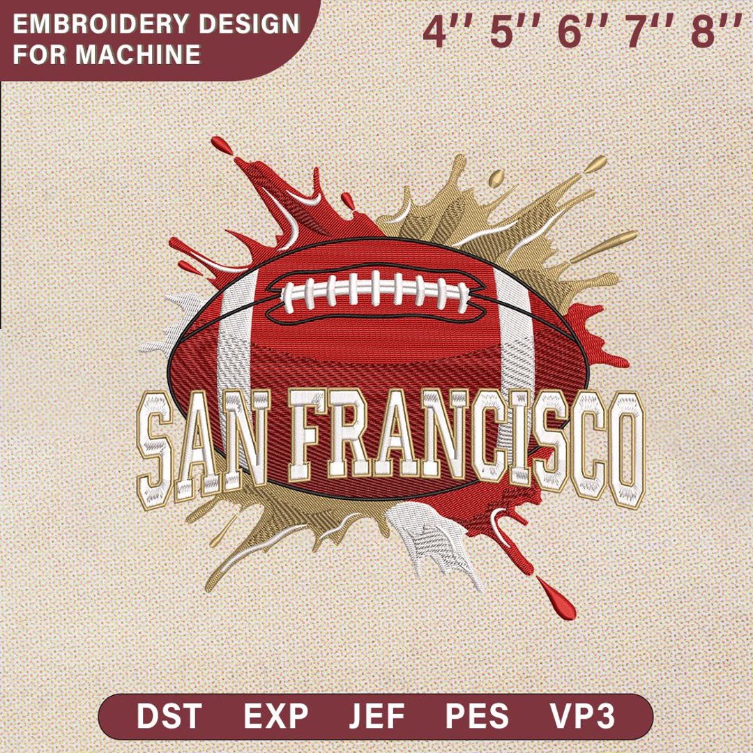 San Francisco Football Splat Embroidery Design, Sports Paint Splash ...