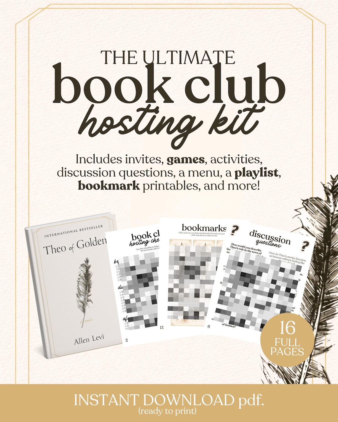 Theo of Golden Book Club Hosting Kit || Printable Discussion Questions ...