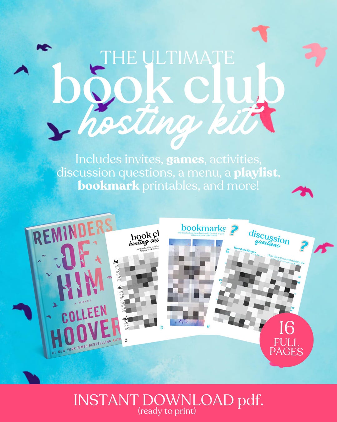 Reminders of Him Book Club Hosting Kit || Printable Discussion ...