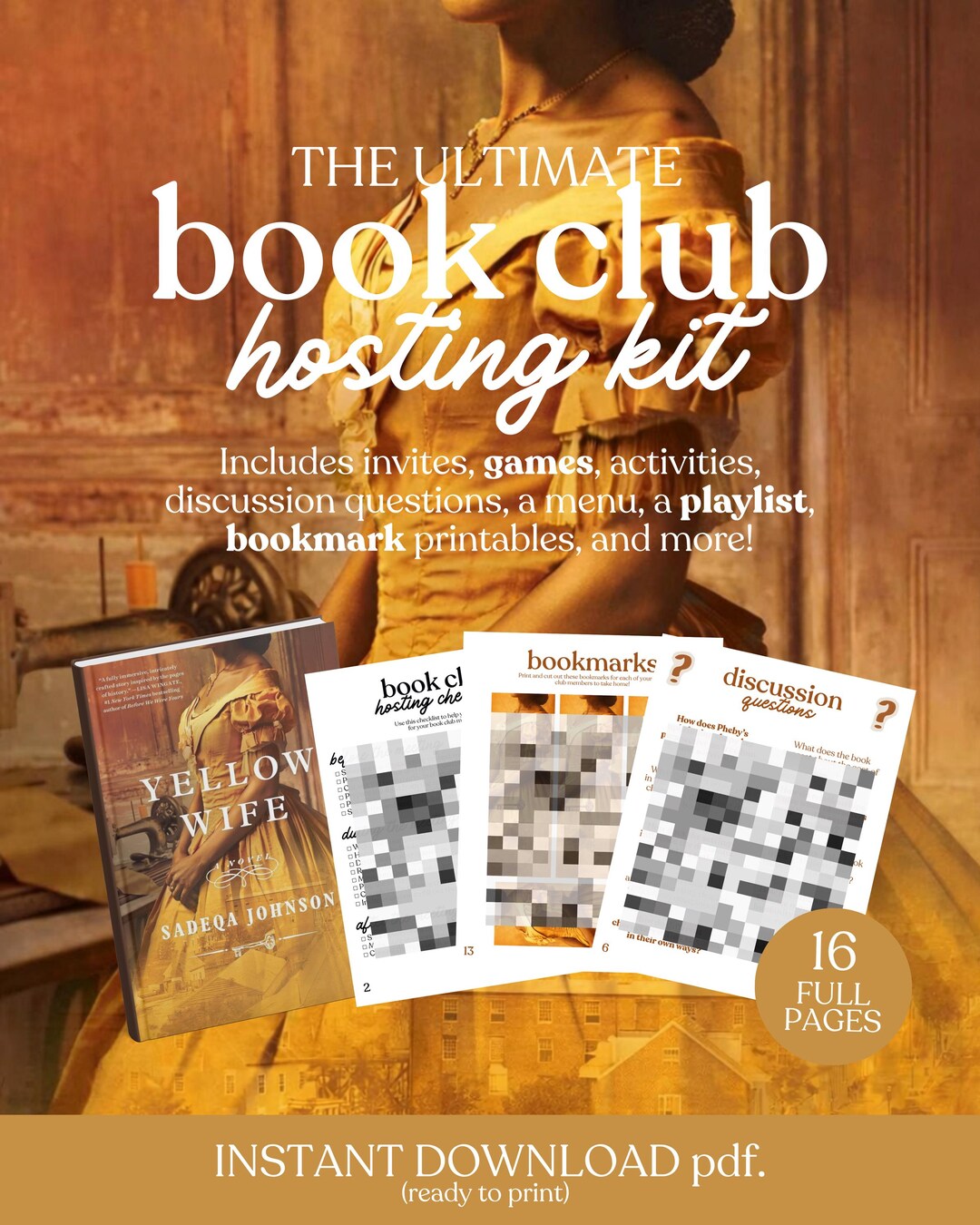 Yellow Wife Book Club Hosting Kit || Printable Discussion Questions ...