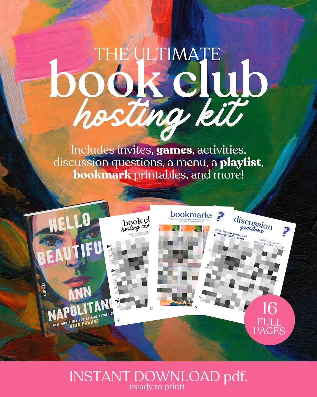 Hello Beautiful Book Club Hosting Kit || Printable Discussion Questions ...