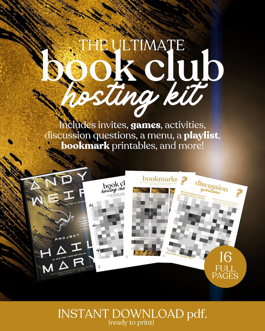 Project Hail Mary Book Club Hosting Kit || Printable Discussion ...