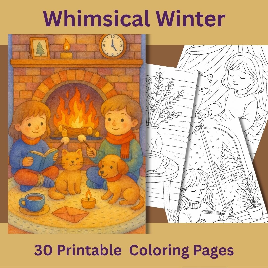Hygge Winter Coloring Pages | 30 Printable Mindfulness Art (PDF) - Etsy