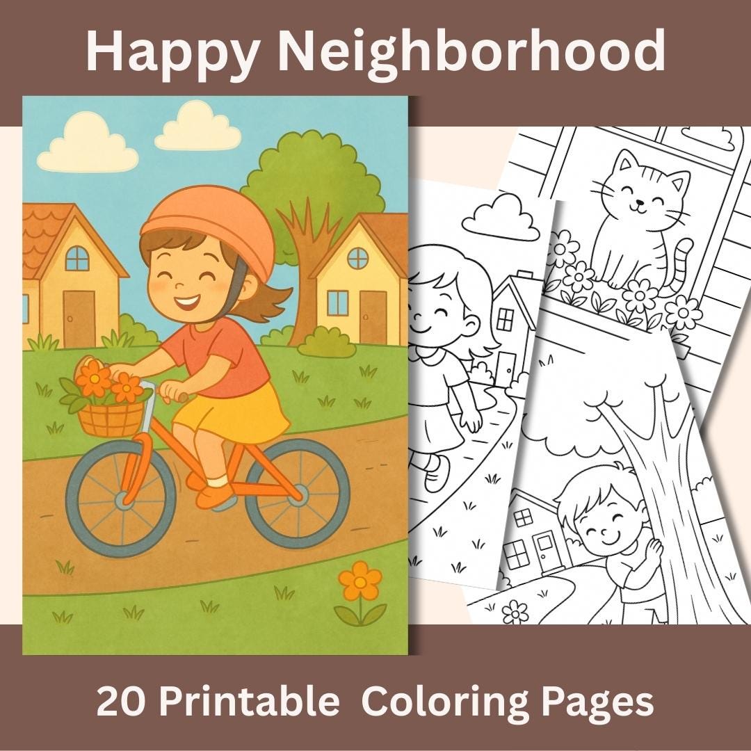 Happy Neighborhood Coloring Pages | 20 Printable Cute Kids Coloring ...