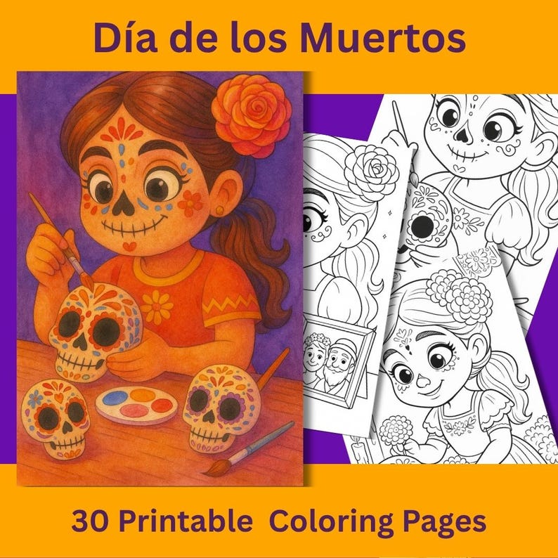 Día De Los Muertos Coloring Pages – Sugar Skulls Art (instant Download ...