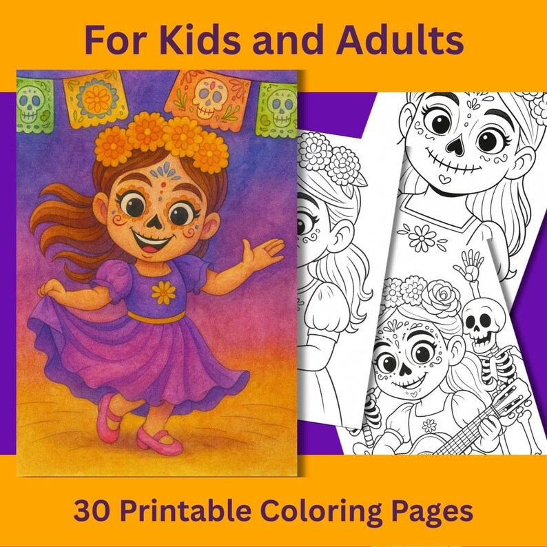 Día De Los Muertos Coloring Pages – Sugar Skulls Art (instant Download ...
