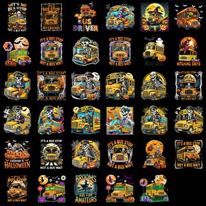 Halloween School Bus Driver PNG, Funny Spooky Bus Clipart, Cute ...