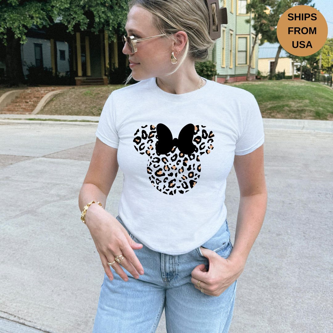 Leopard Print Minnie Mouse Baby Tee, Cute Disney Mom Tee, Leopard ...