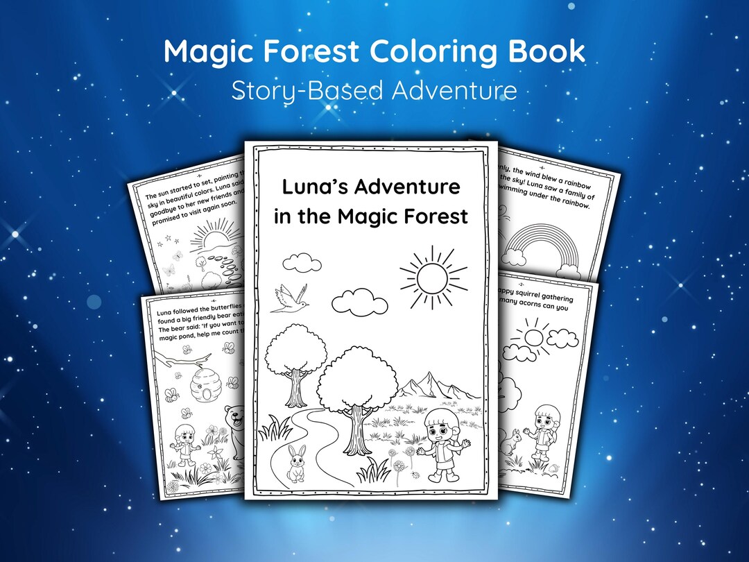 Magic Forest Story Coloring Book | Luna's Adventure Nature Pages (PDF ...