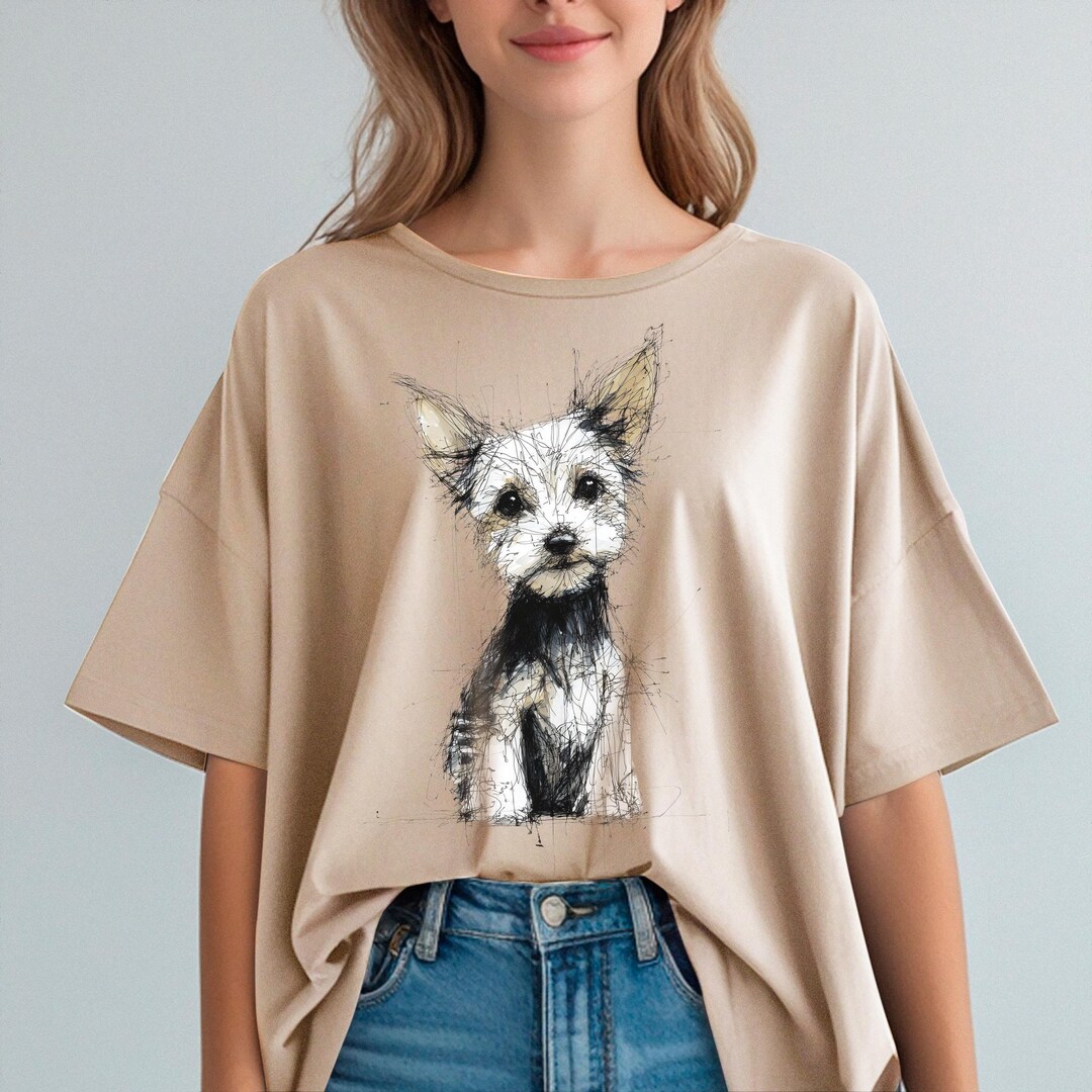 Sketch Yorkie Dog Clipart | Hand Drawn Puppy PNG + JPG | Digital ...