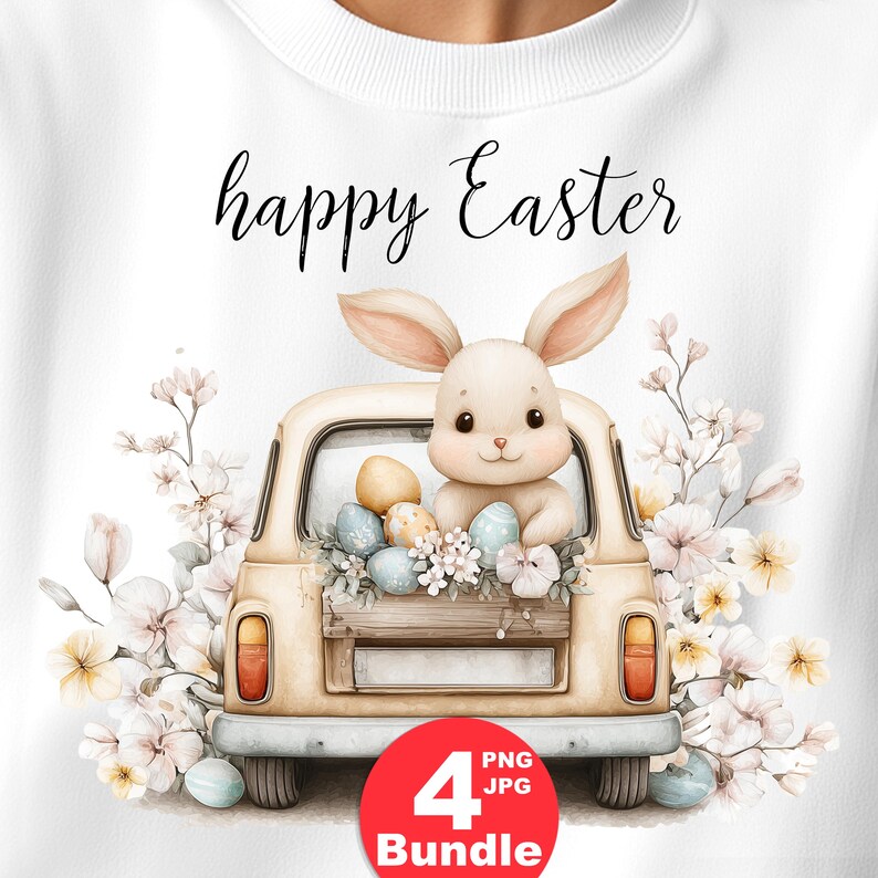Easter Bunny Watercolor Clipart Bundle, Spring Easter PNG JPG ...