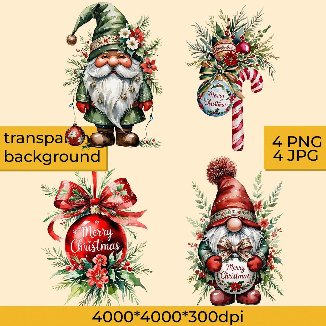 Christmas Gnome Clipart Set | Holiday PNG & JPG - Etsy