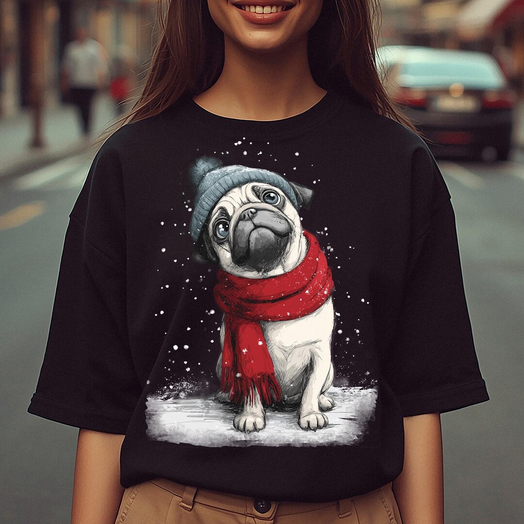 Christmas Pug Clipart PNG | Winter Dog Digital Download - Etsy