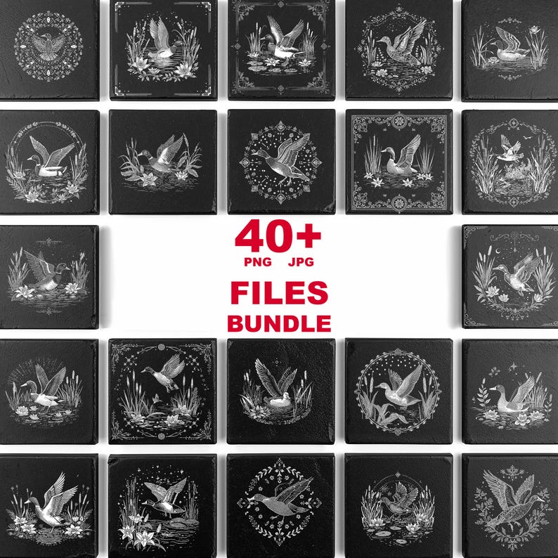 45 Bird Engraving PNG Bundle, Vintage Duck Goose Engraving Art, Laser ...