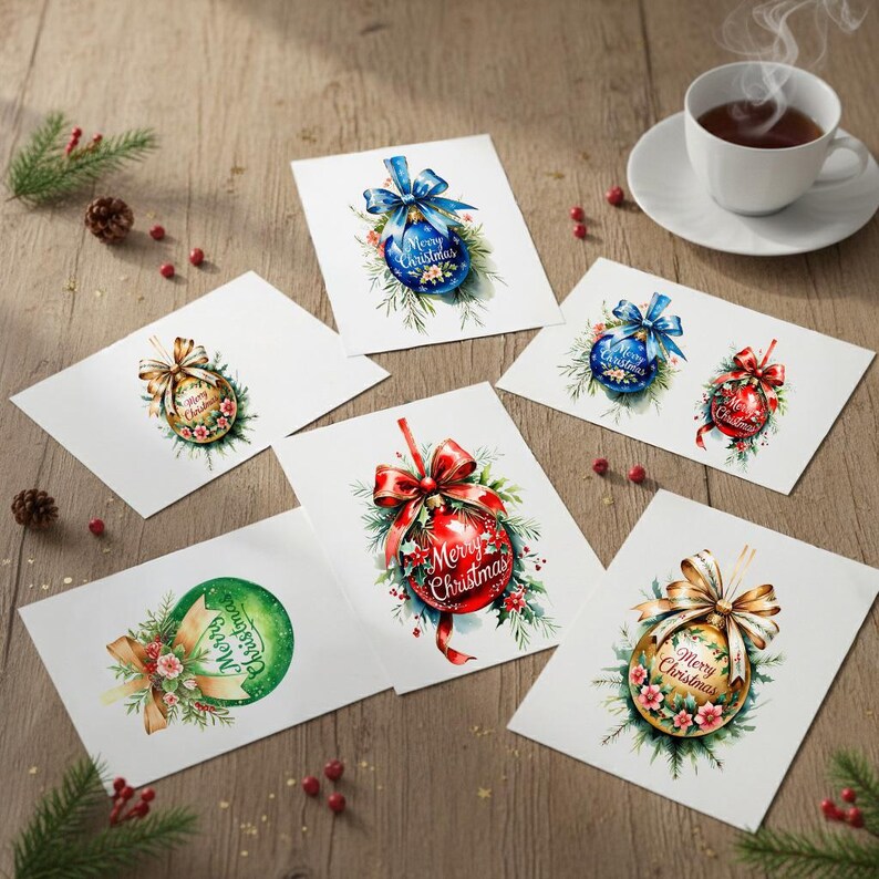 Christmas Ornaments Clipart Set | Merry Christmas PNG JPG | Holiday ...