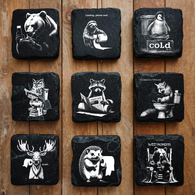 Funny Bathroom Signs SVG Bundle Coaster Toilet Paper Holder Laser Cut ...