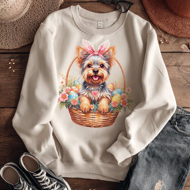 Easter Yorkie Clipart Bundle, Cute Dog Bunny PNG JPG Digital Art - Etsy