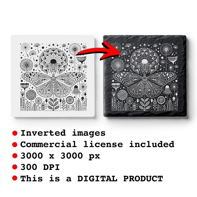 Mandala Butterfly Coaster SVG Bundle Inverted Laser Engraving Dandelion ...