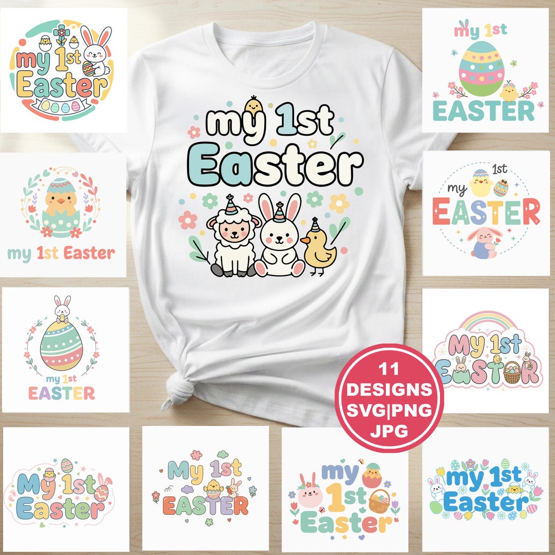 My 1st Easter SVG PNG Bundle, Baby First Holiday Design, Newborn Bunny ...