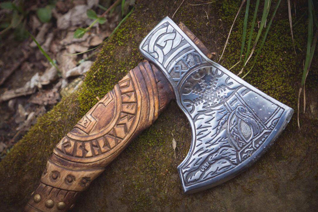 Hand-forged Carbon Steel Viking Axe: Medieval Bearded Hatchet LARP Bearded Axe | Medieval ...