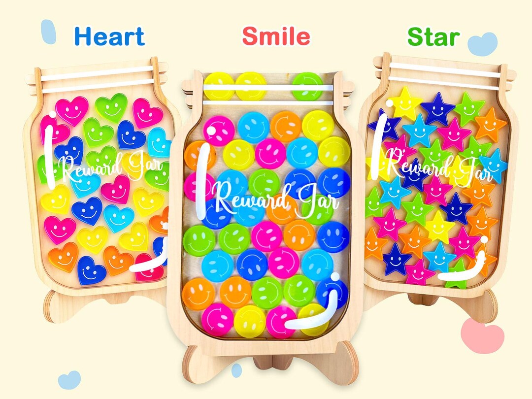 Magnetic Reward Jar,smiley Face Toke, Reward Jar With Star Token, Chore ...