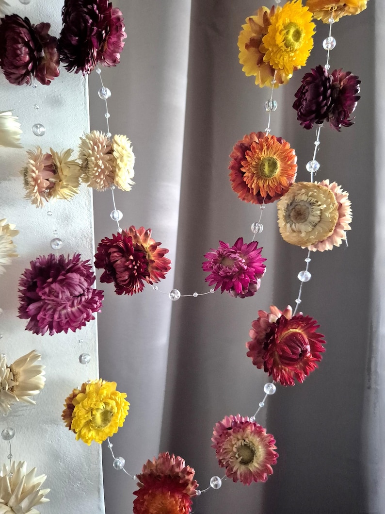 Beaded Curtain, Dried Flower Wildflower Garland Wall Hanging Flower ...
