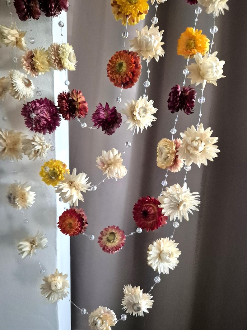 Beaded Curtain, Dried Flower Wildflower Garland Wall Hanging Flower ...