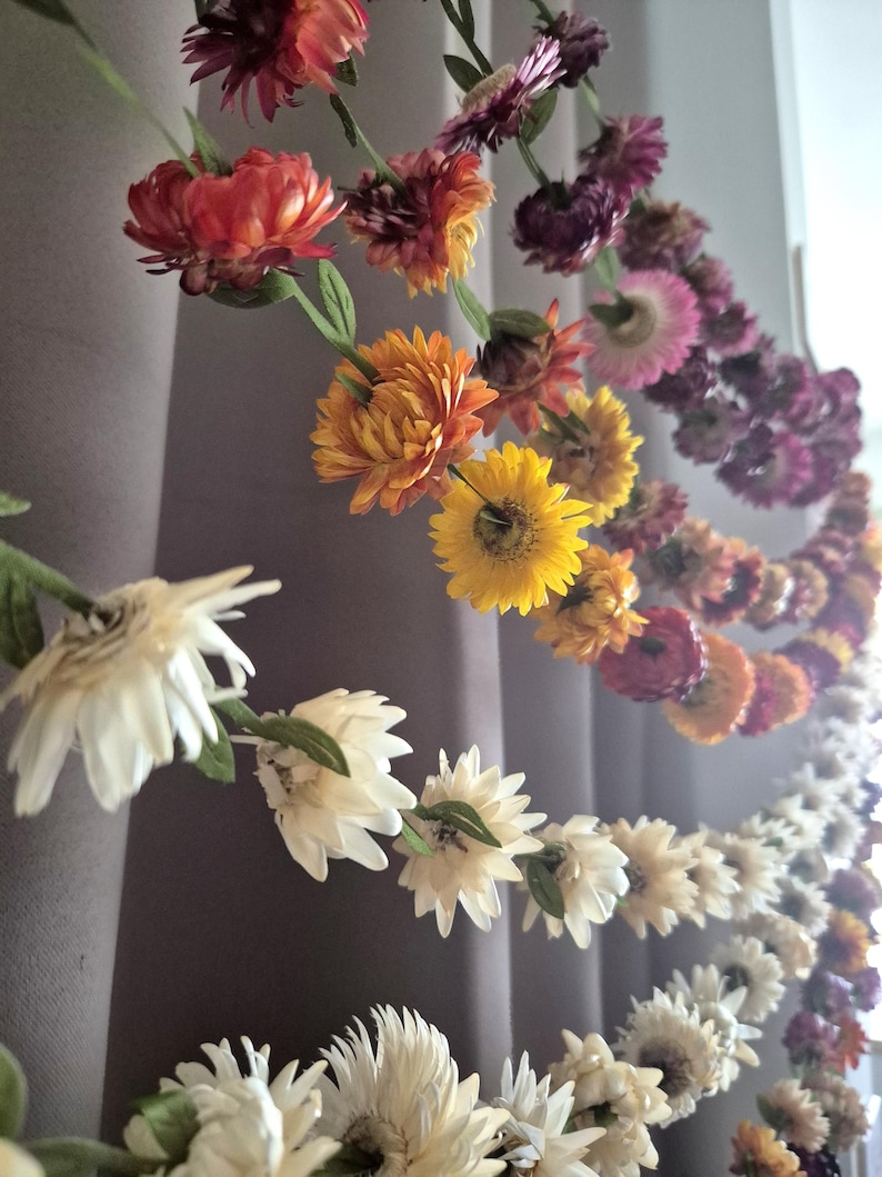 Spring Home Decor, Decorative Wildflower Garland - Dried Strawflowers ...