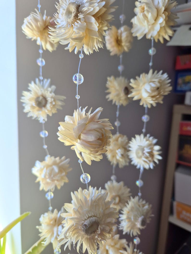 Beaded Curtain, Dried Flower Wildflower Garland Wall Hanging Flower ...