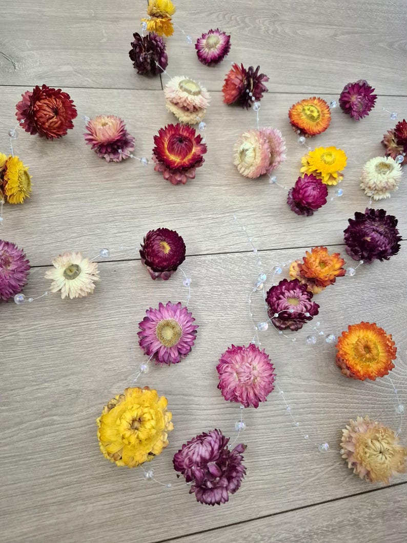 Beaded Curtain, Dried Flower Wildflower Garland Wall Hanging Flower ...