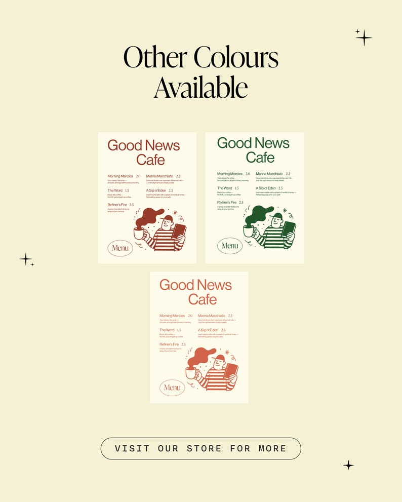 Retro Christian Cafe Print: Scripture Drinks, Kitchen Decor (digital ...