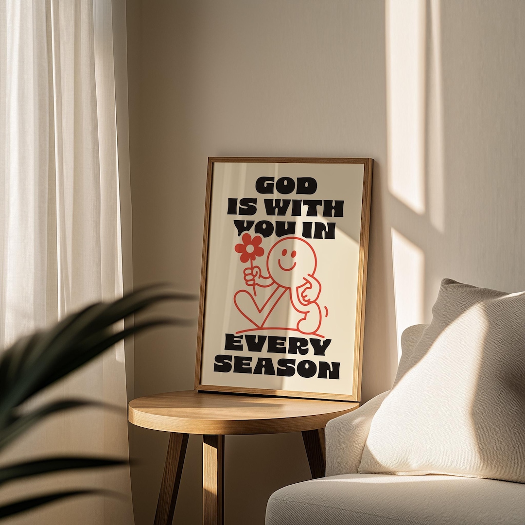 Retro Christian Wall Art: Bible Verse Print - "god is With You ...