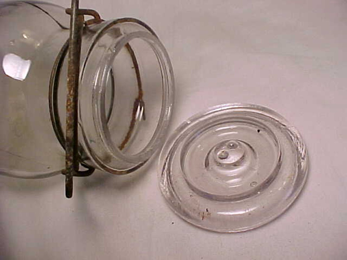 C1890s Conserve Jar Clear Blown Glass Quart Size Canning Fruit Jar With ...