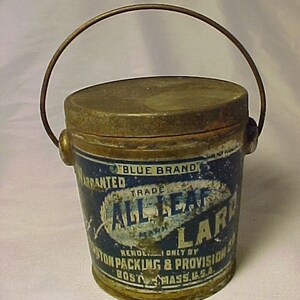 C1920s Blue Brand All Leaf Lard Rendered Only by Boston Packing ...